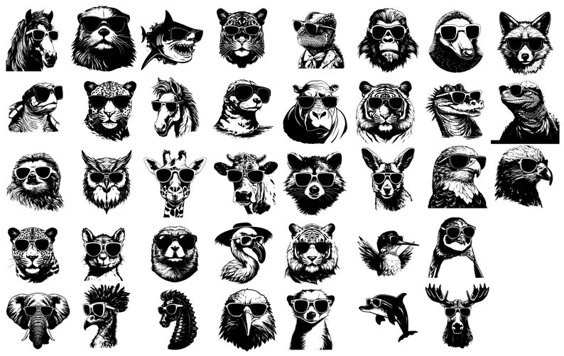Animals With Sunglasses, Cool, SVG, PNG, Vector, Digital Download ...