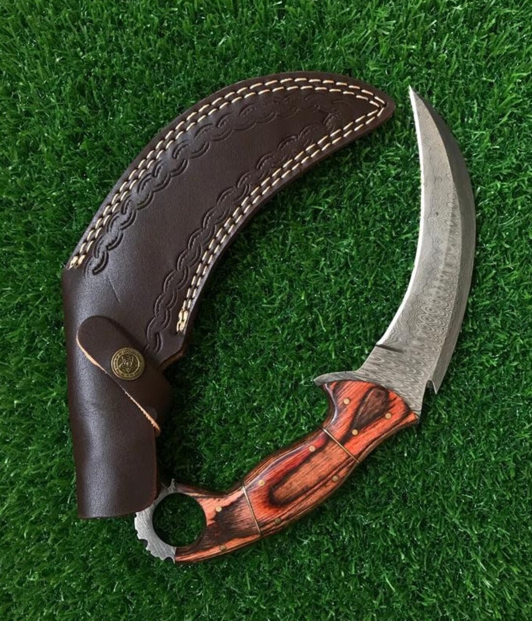 Custom Handmade DAMASCUS STEEL KARAMBIT Knife With Leather Sheath - Etsy