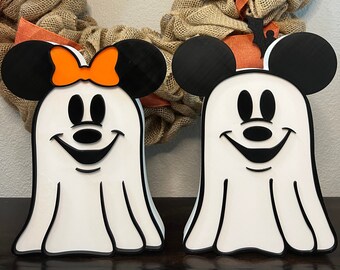Ghost Mickey and Minnie Halloween Decoration - Etsy