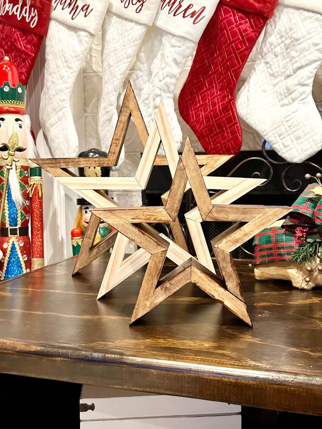 Rustic Farmhouse Wooden Stars Decor set of 3 - Etsy