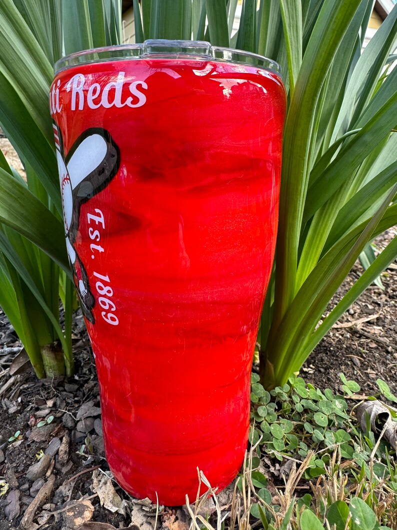 Cincinnati Reds Mr.red Alcohol Ink and Epoxy Swirl Stainless Steel ...