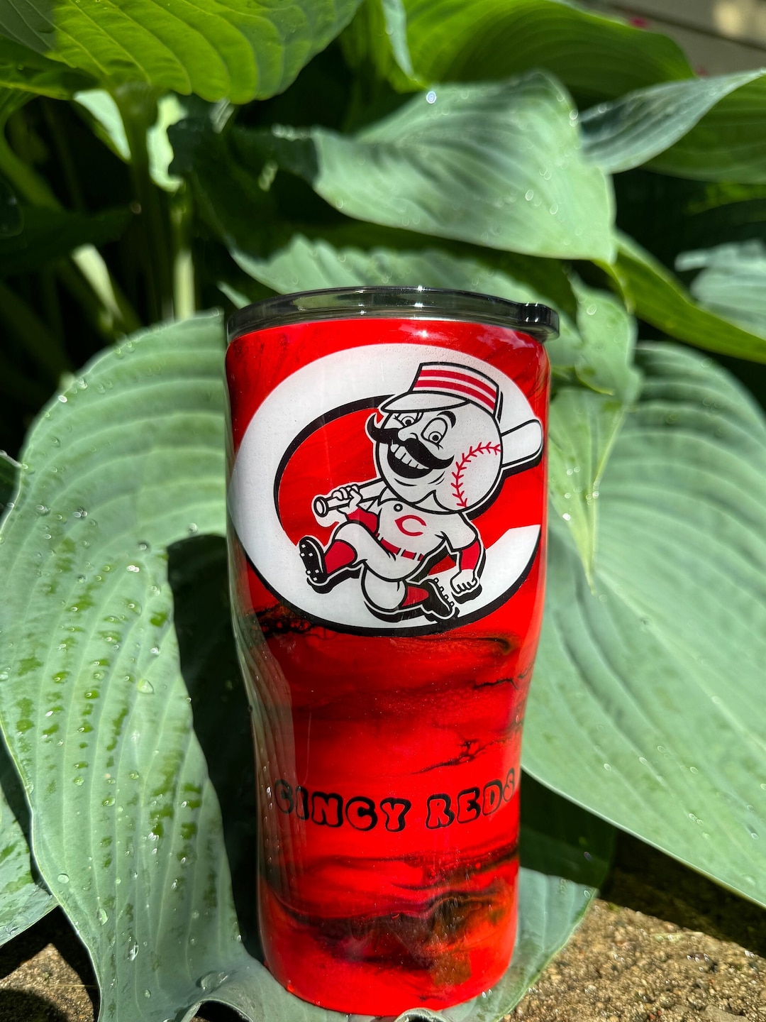 Cincinnati Reds Mr.red Black and Red Alcohol Ink and Epoxy Swirl ...