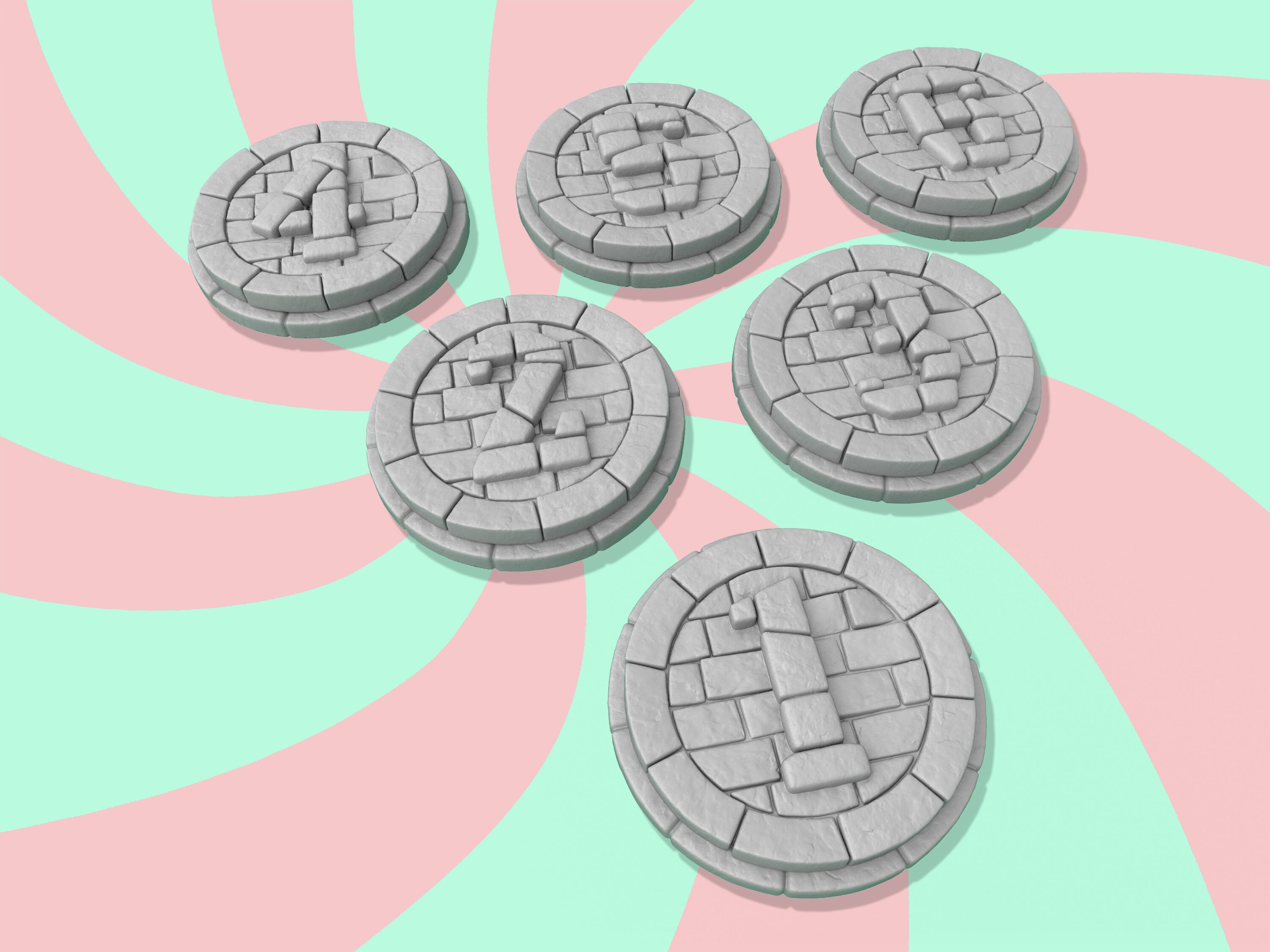 Objective Markers Set of Six 40mm Cobblestone Markers for Wargaming and ...
