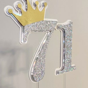 Crown Number Birthday Party Cake Topper, Glitter Number Cake Topper ...
