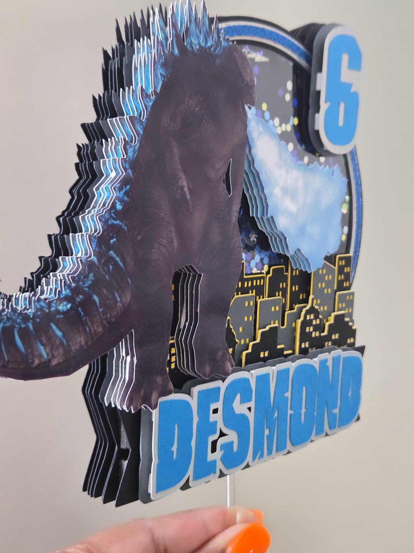Godzilla Cake Topper, Personalized Godzilla Birthday Cake Topper ...