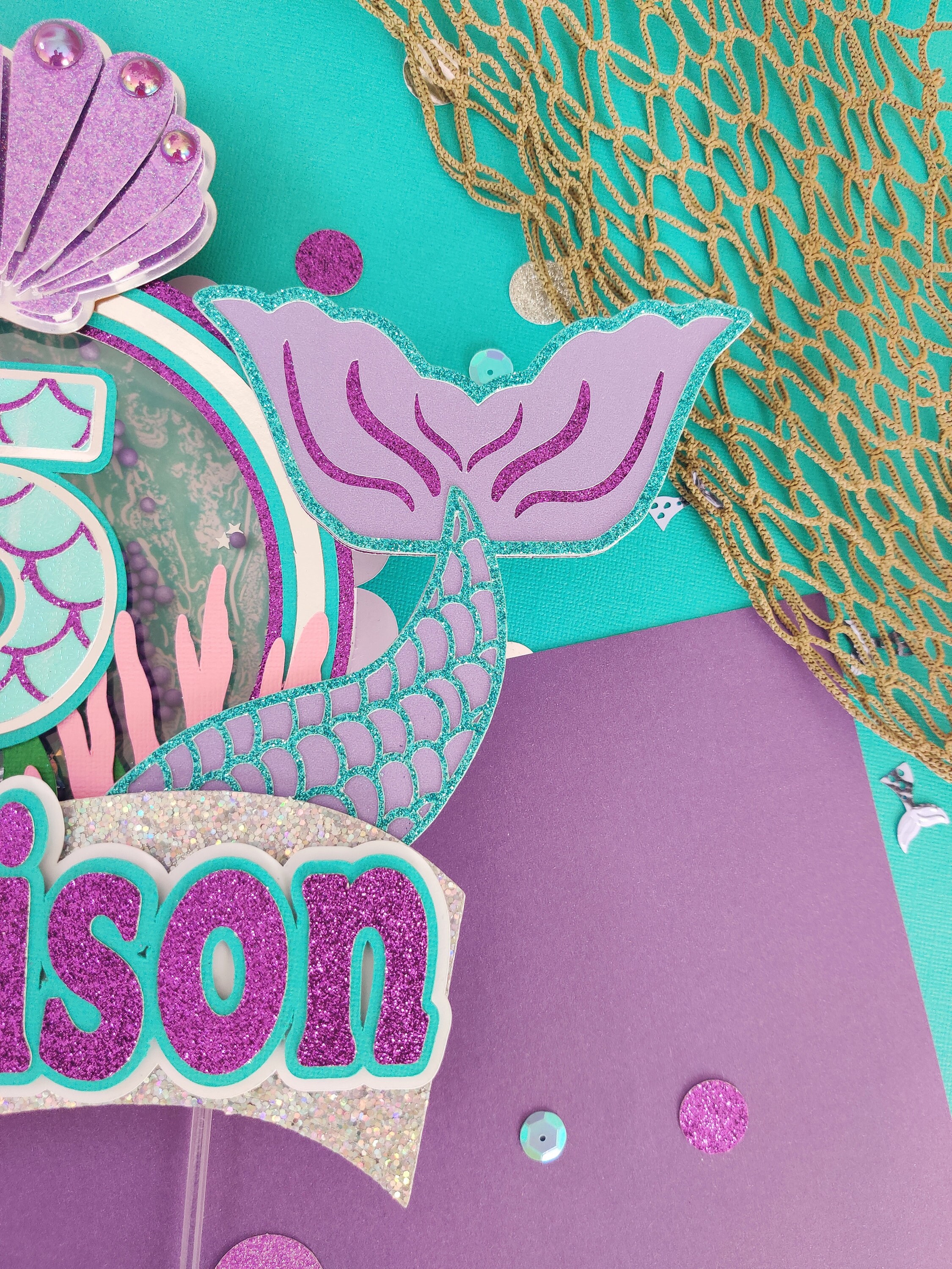 Mermaid Theme Birthday Party Cake Topper, Mermaid Shaker Cake Topper ...