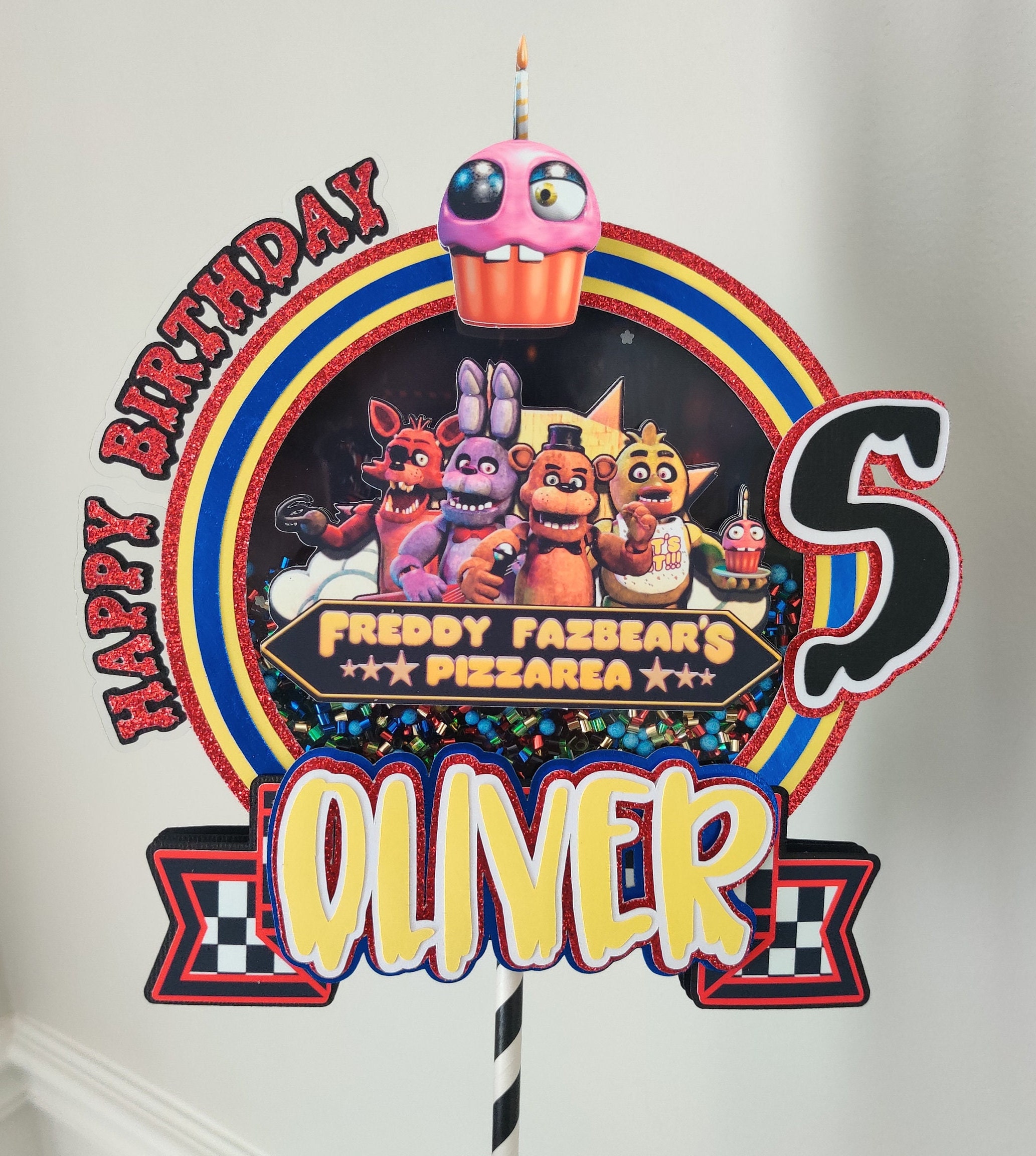 Five Nights at Freddy's Birthday Party Cake Topper, 5 Nights Birthday ...