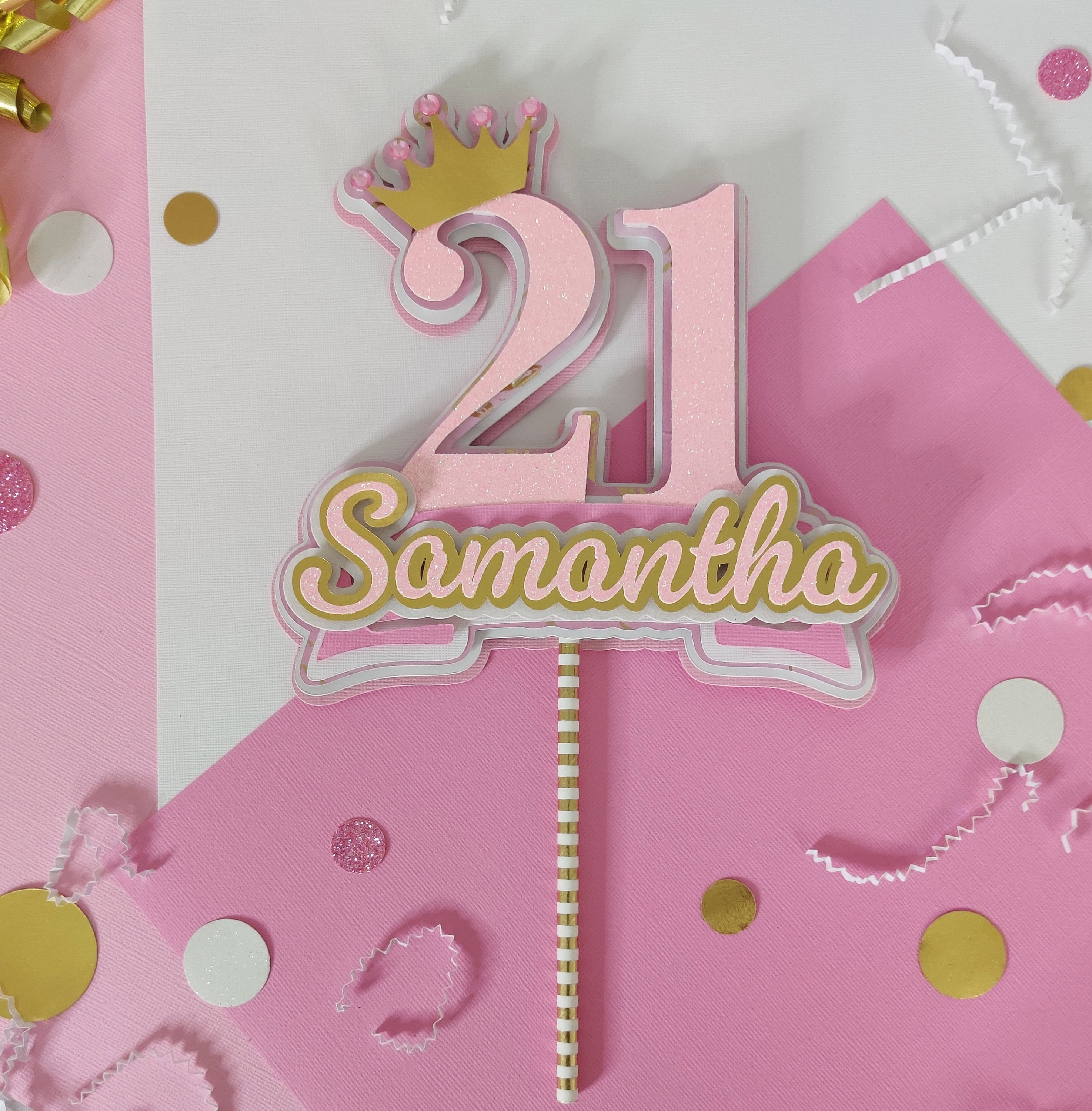 Crown Number Birthday Party Cake Topper, Glitter Number Cake Topper ...