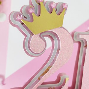 Crown Number Birthday Party Cake Topper, Glitter Number Cake Topper ...