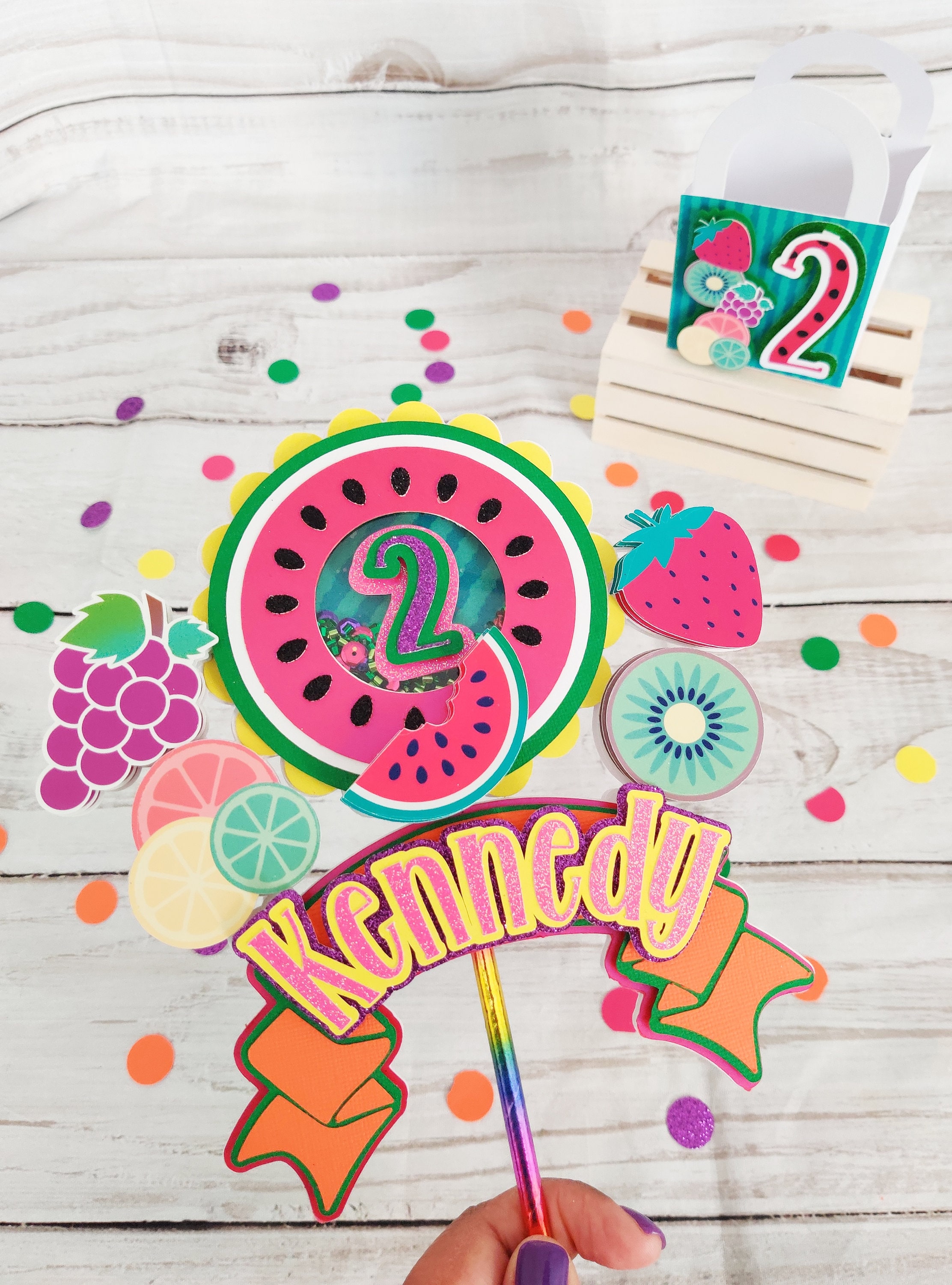 Two-tti Frutti Birthday Party Cake Topper, Tutti Frutti Party Decor ...