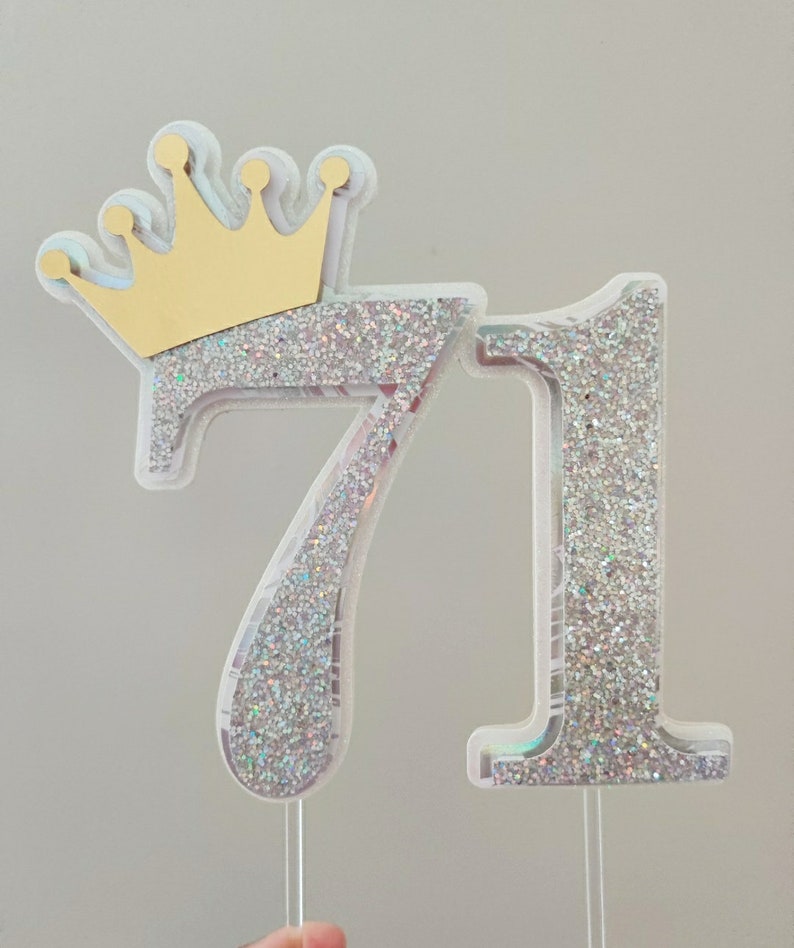 Crown Number Birthday Party Cake Topper, Glitter Number Cake Topper ...