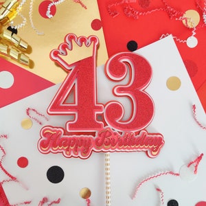 Crown Number Birthday Party Cake Topper, Glitter Number Cake Topper ...