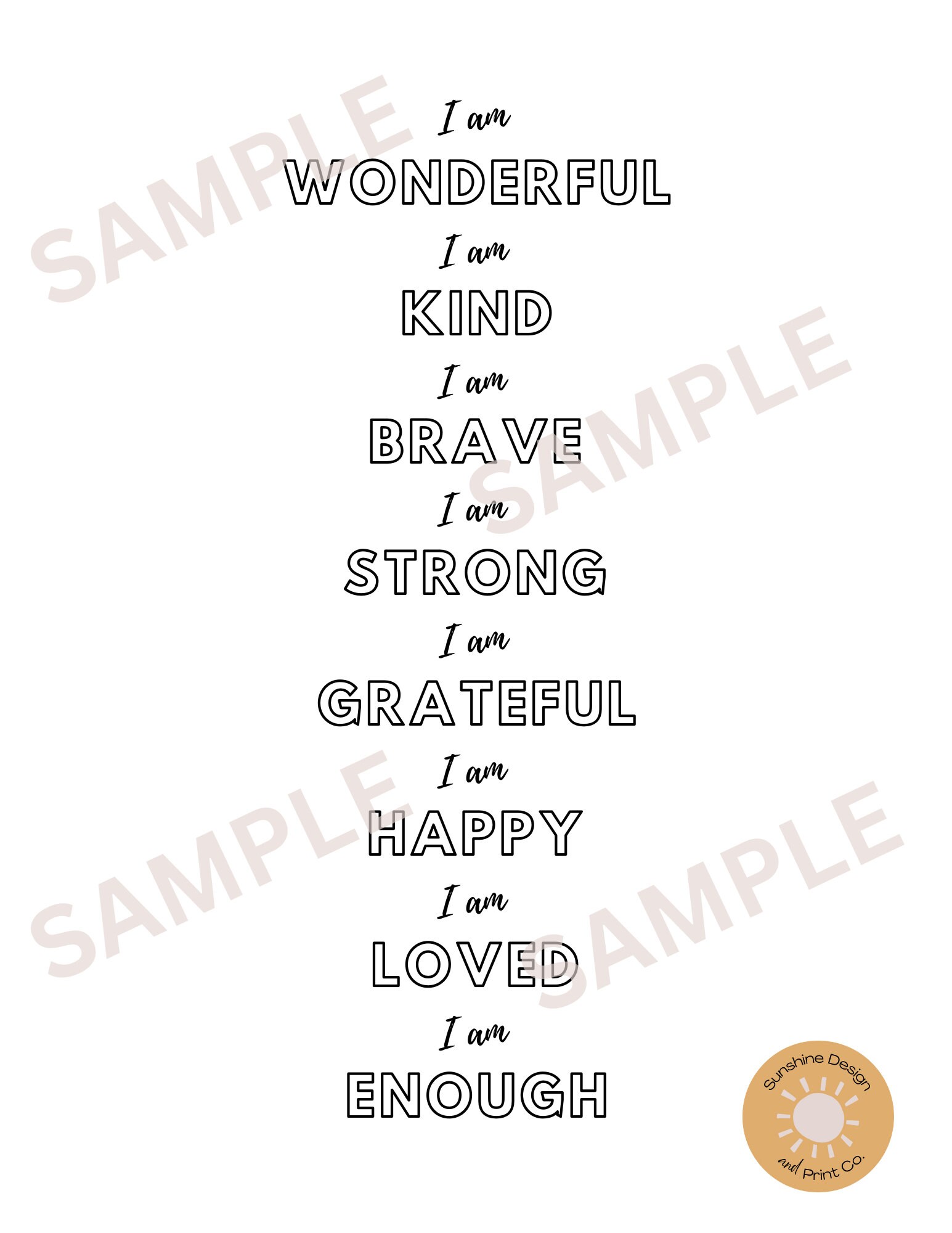 Kids Affirmations Affirmations Printable I Am Printable Kids Wall Art ...