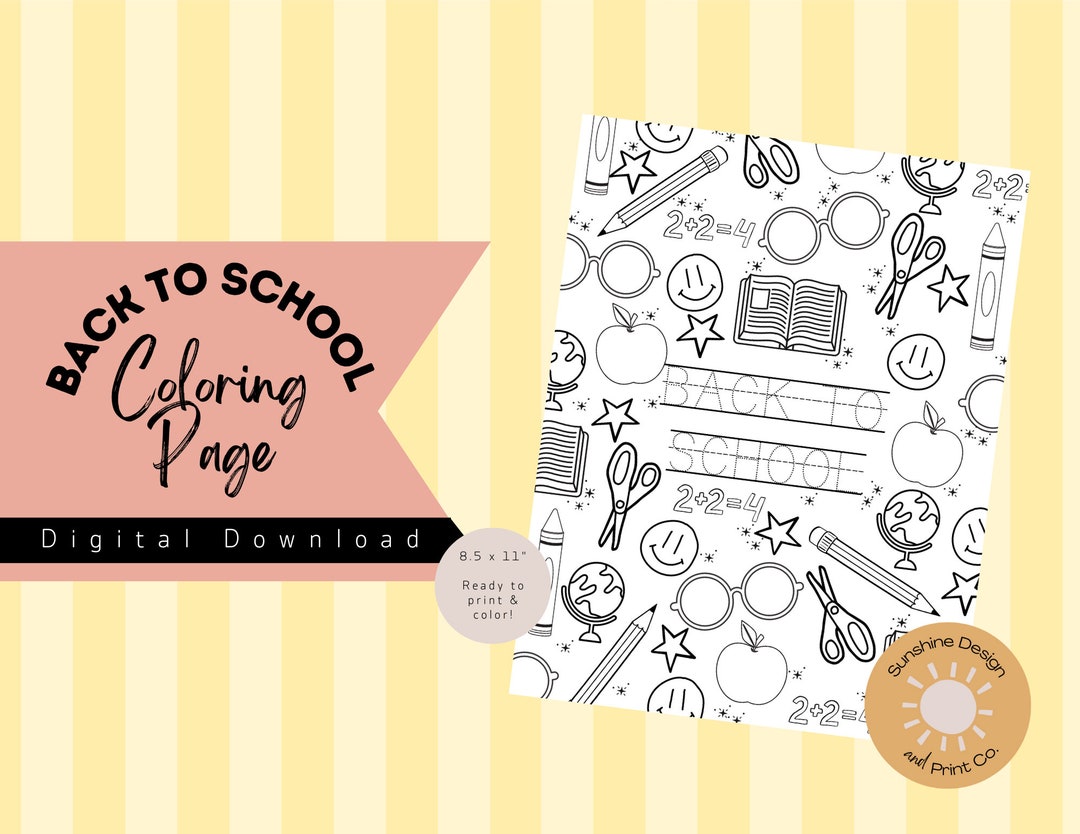 Back to School Coloring Page | Back to School Activity | First Day of ...