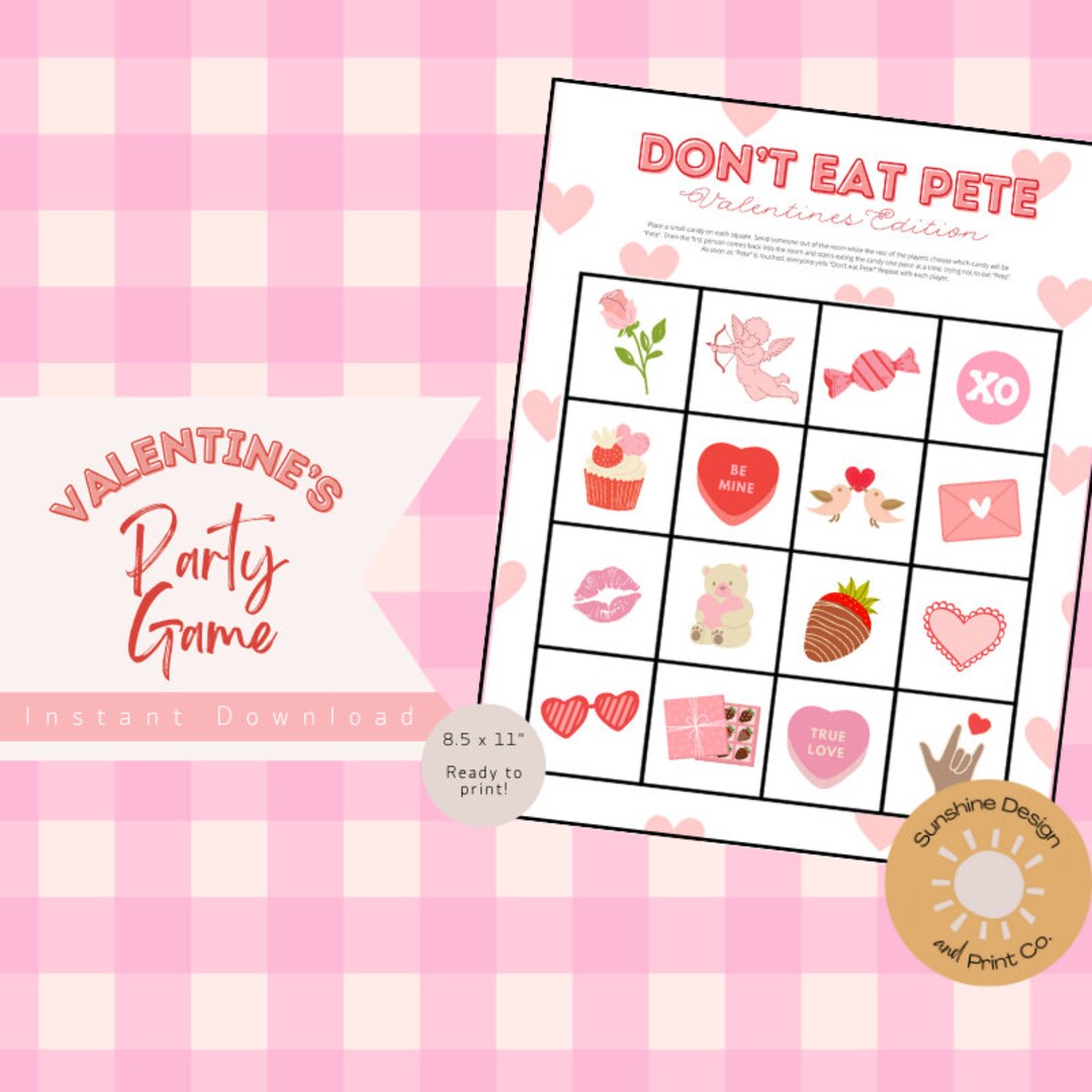 Valentine's Day Don't Eat Pete Game | Instant Download | Printable ...