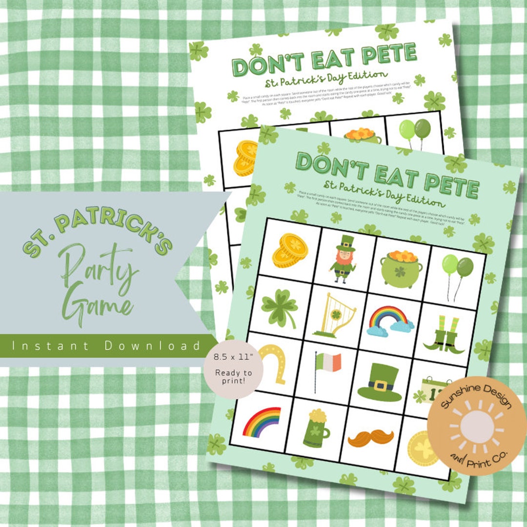 St. Patrick's Day Don't Eat Pete Game | Instant Download | Printable ...