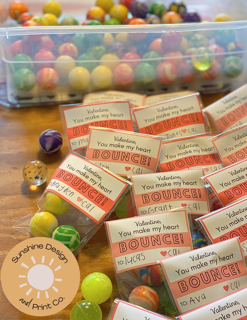 Valentine's Day | You Make My Heart Bounce | Bouncy Ball Valentine Tag ...