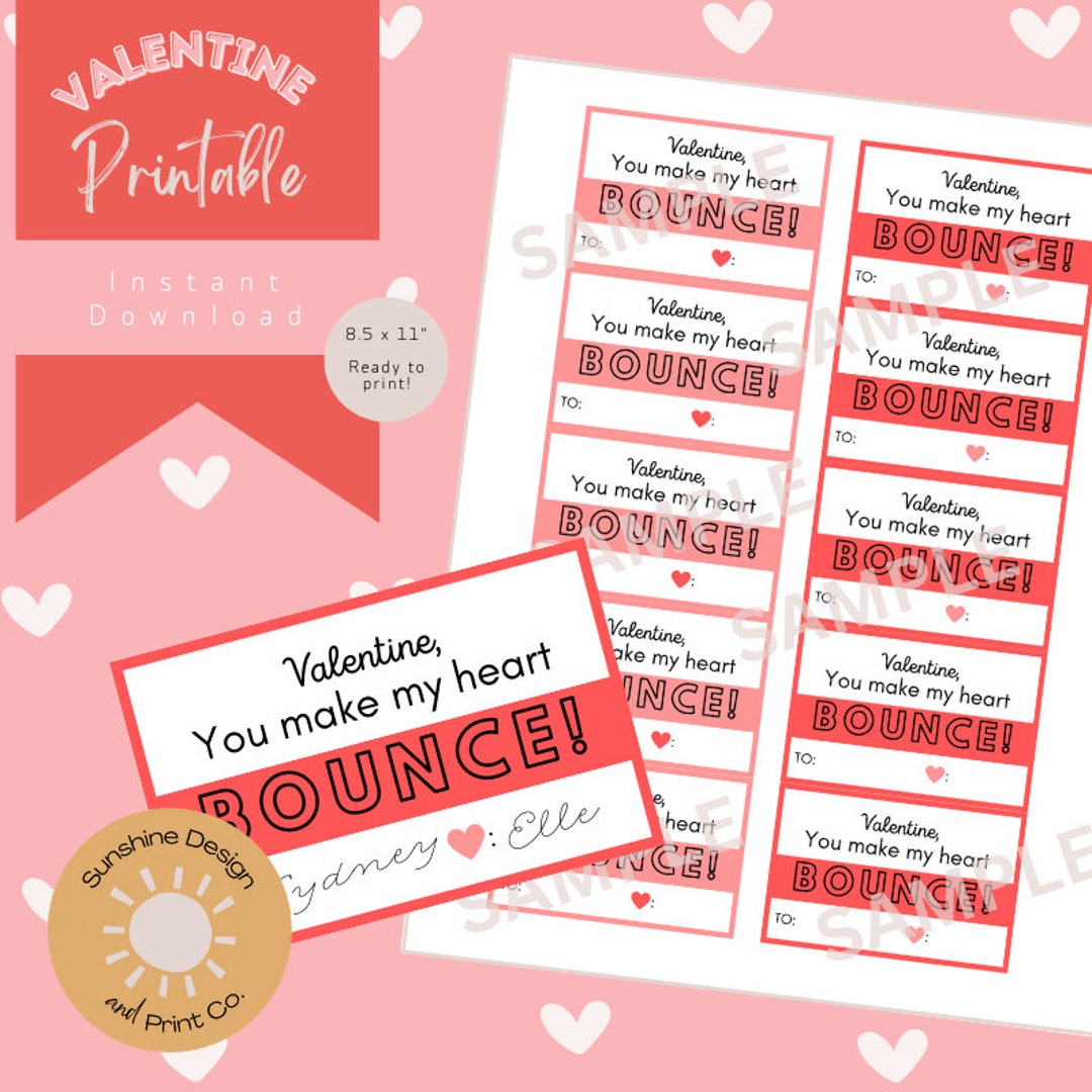 Valentine's Day | You Make My Heart Bounce | Bouncy Ball Valentine Tag ...