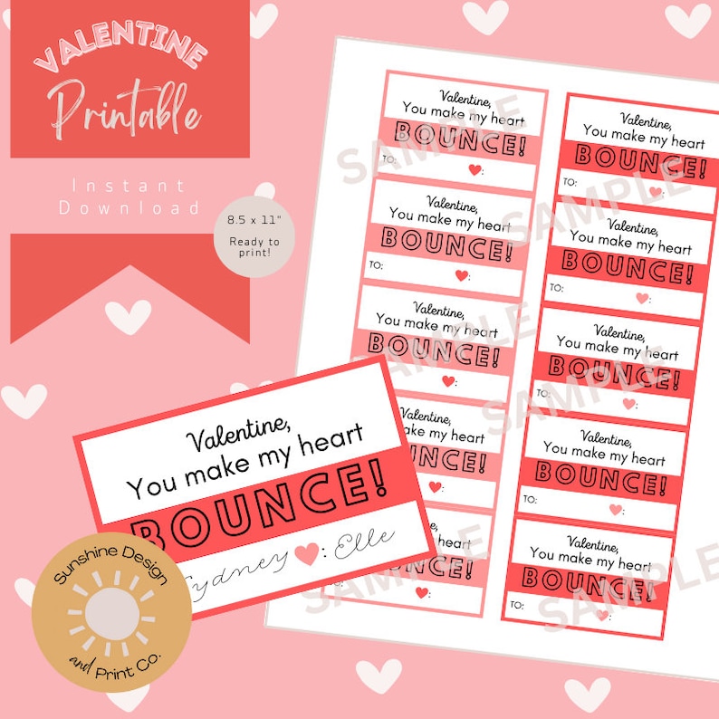 Valentine's Day | You Make My Heart Bounce | Bouncy Ball Valentine Tag ...