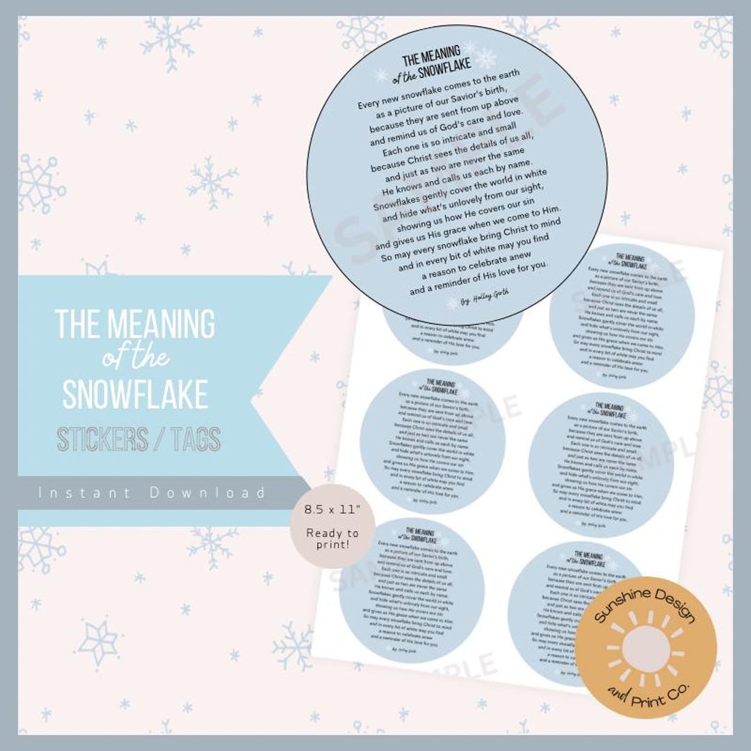 Snowflake Poem | Snowflake Tag | Snowflake Ornament | Meaning of the ...