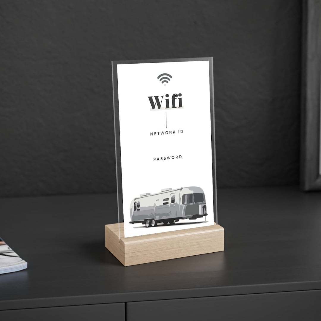 Airstream Wifi Acrylic Sign With Wooden Stand - Etsy