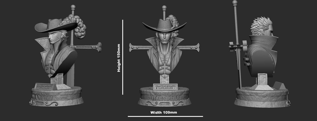 Dracule Mihawk Bust One Piece 3d Printed Kit / Unpainted / 11 Piece Kit ...