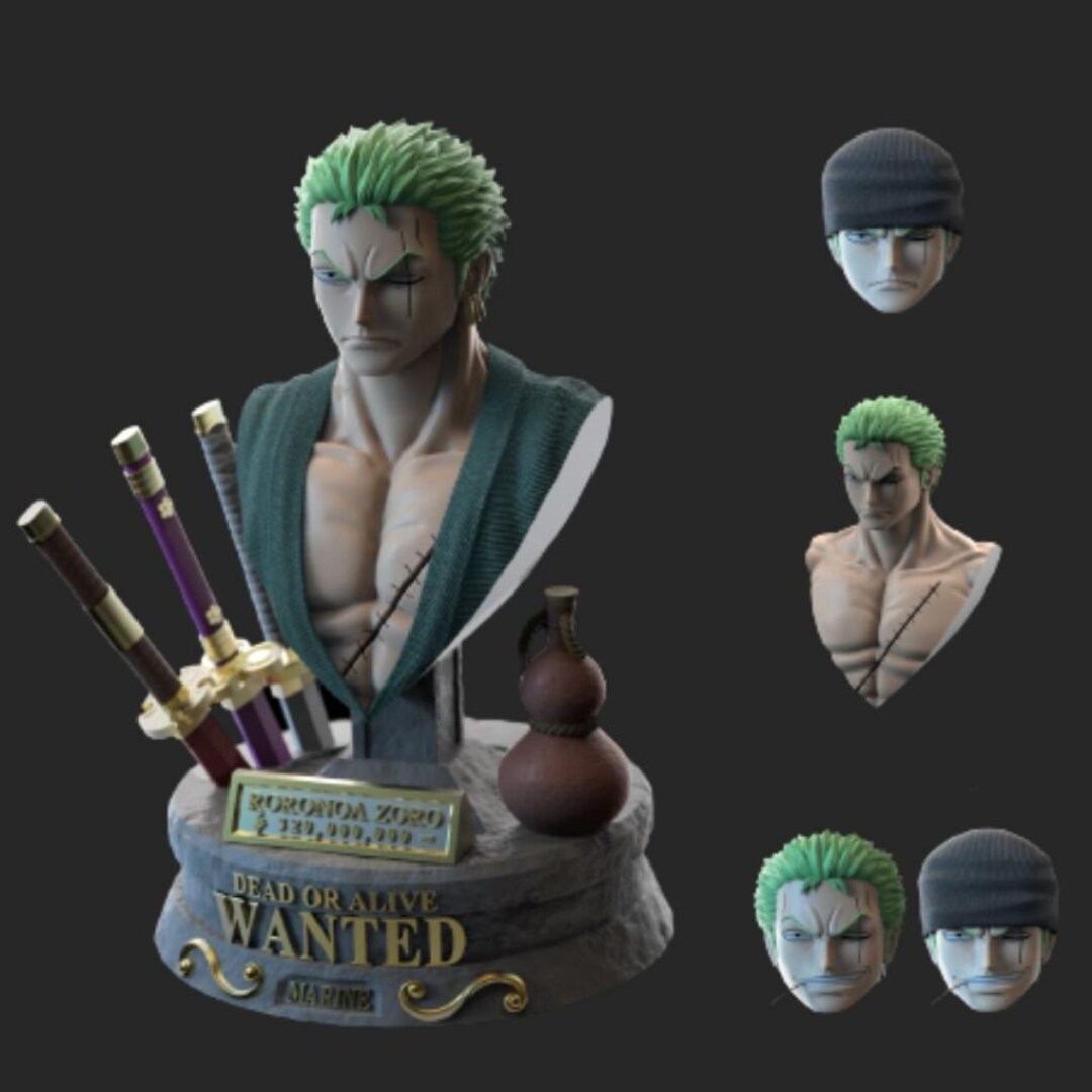 Roronoa Zoro One Piece Bust Figure 3d Printed Painted/unpainted Option ...