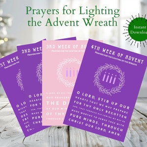 Advent Wreath Prayers for Digital Download Catholic Prayer Card Prayers ...