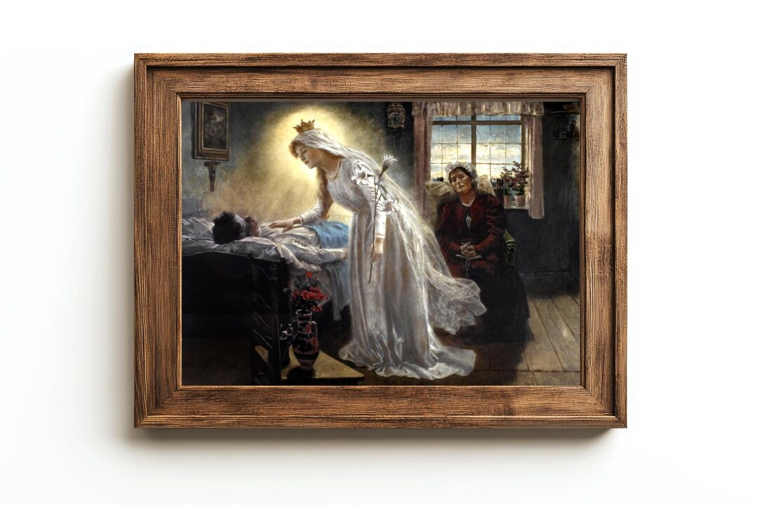 Comforting Vintage Virgin Mary Poster | Vintage Catholic Art Print ...