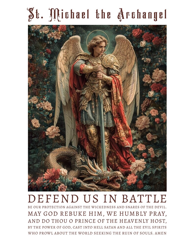 Prayer to Saint Michael the Archangel Print Catholic Art Print St ...