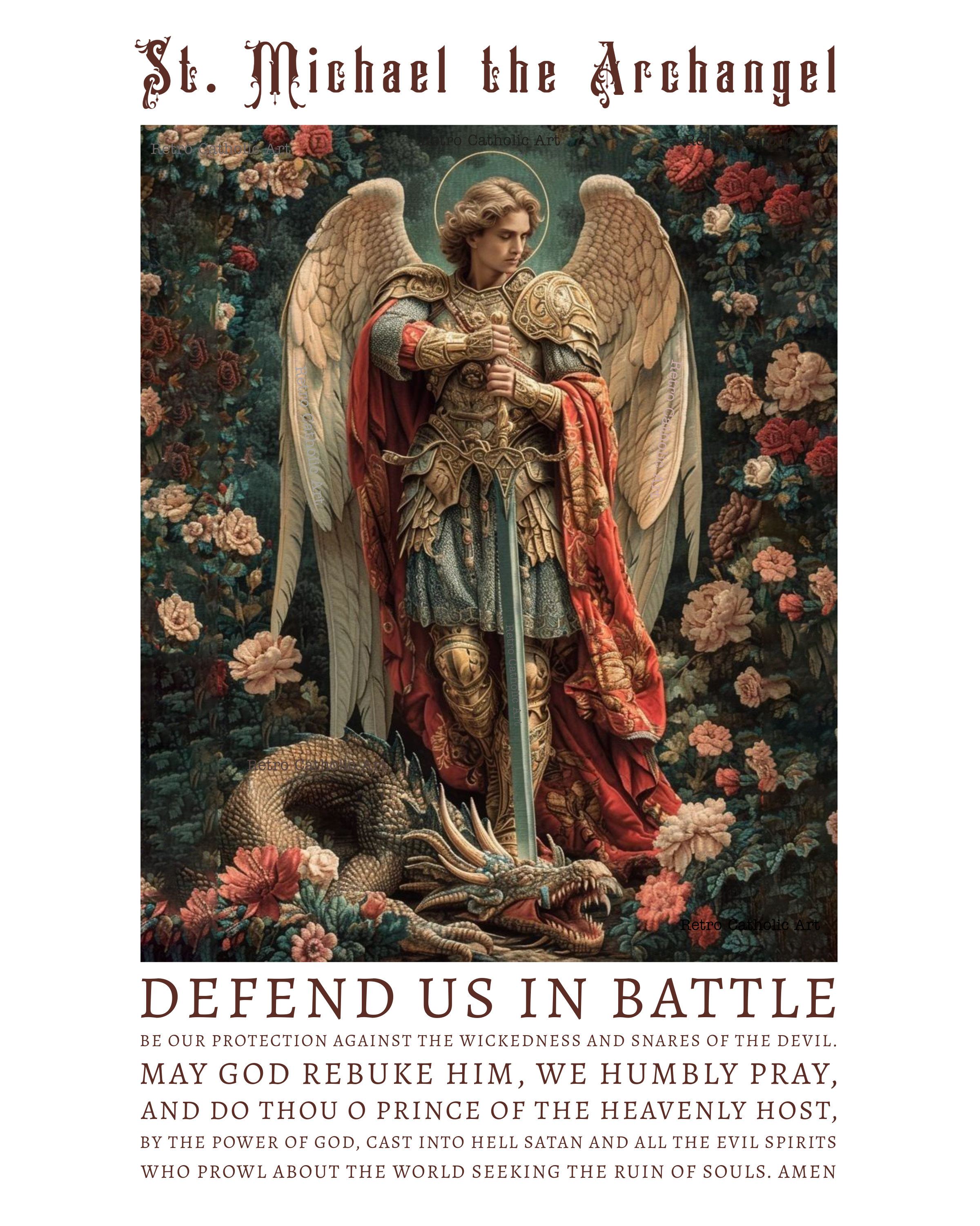 Prayer to Saint Michael the Archangel Print Catholic Art Print St ...