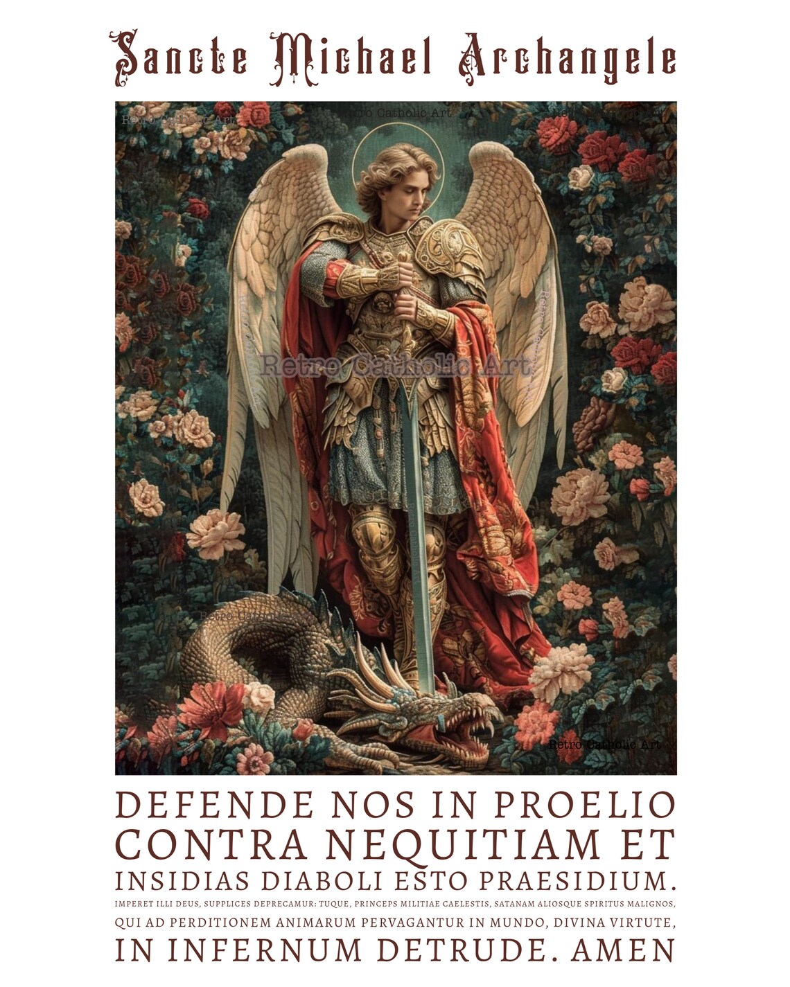 Prayer to Saint Michael the Archangel Print Catholic Art Print St ...