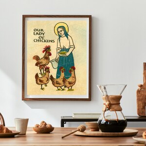 Our Lady of Chickens Vintage Wall Art Print Catholic Wall Art Catholic ...