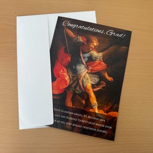 Catholic Graduation Card With St. Michael the Archangel | Vintage Style ...