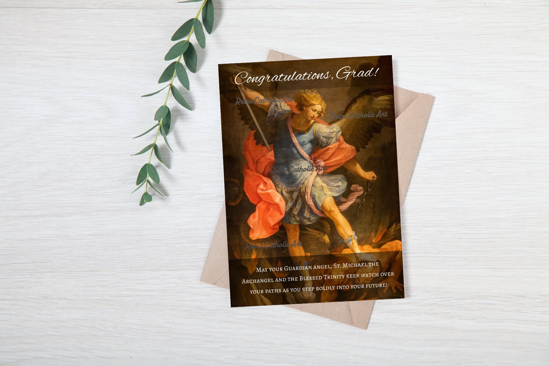 Catholic Graduation Card With St. Michael the Archangel Vintage Style ...