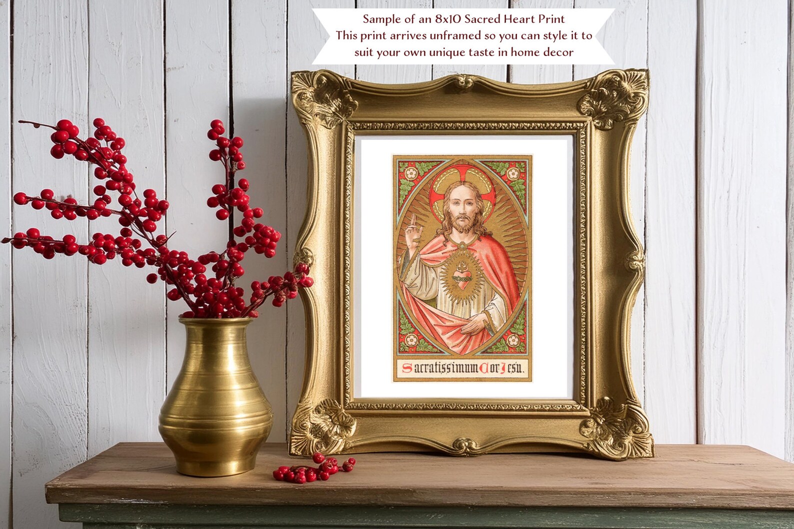 Vintage Sacred Heart of Jesus Print Catholic Art Print Retro Vintage ...