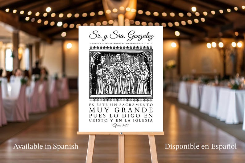 Personalized Catholic Wedding Reception Poster | Vintage Catholic Art ...