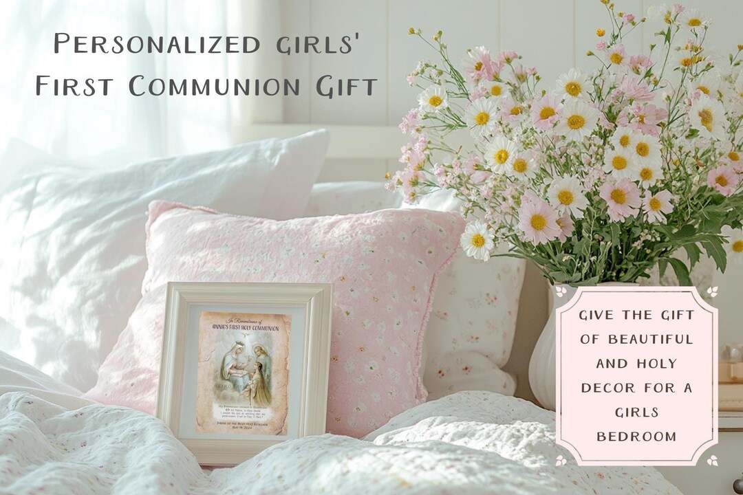 Personalized Girls' First Communion Gift Catholic Art Print Customized ...