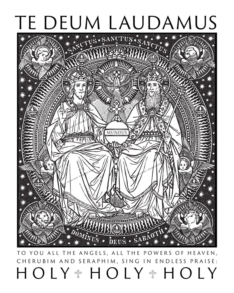 Te Deum Traditional Catholic Line Art Catholic Art Print Holy Trinity ...