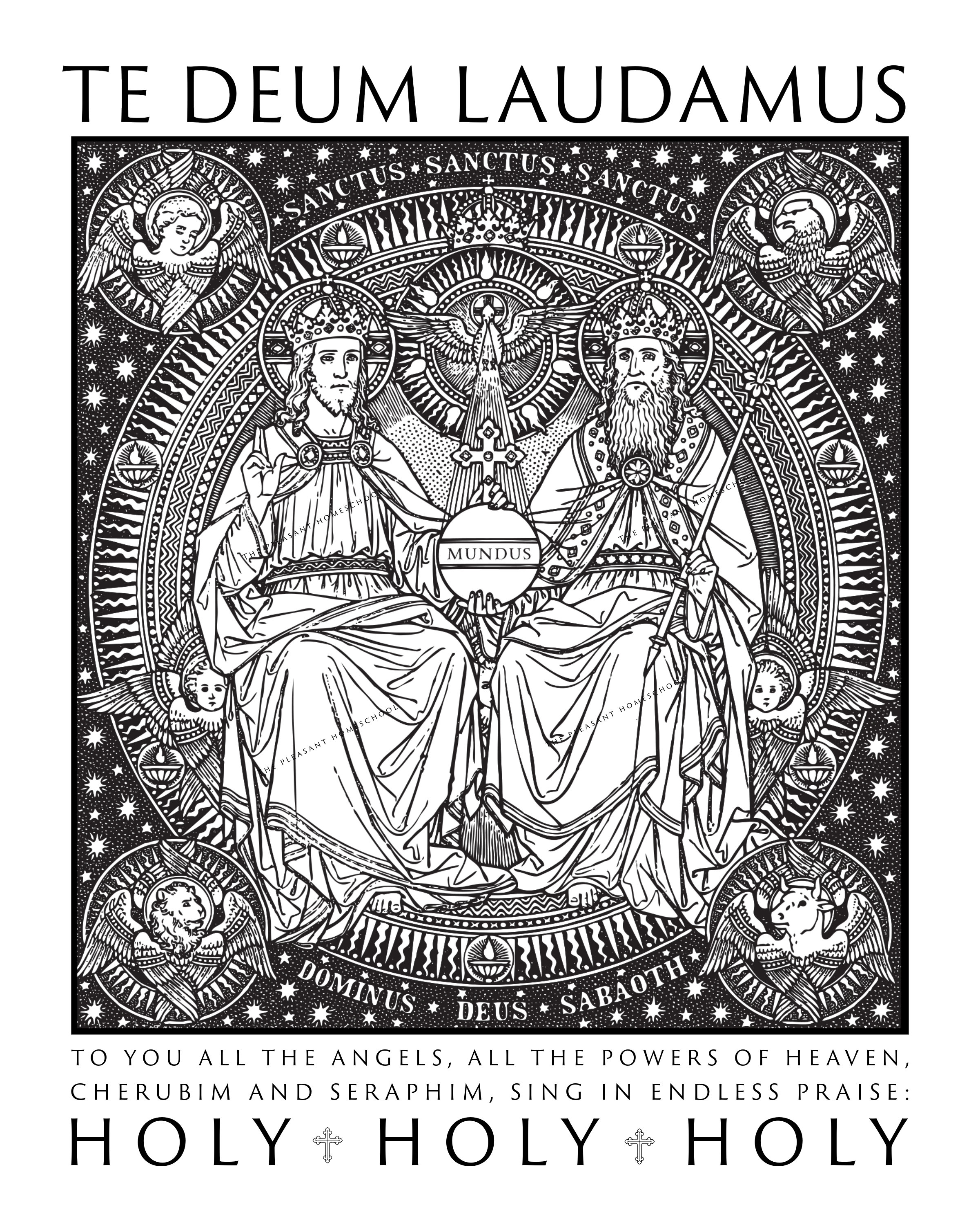 Te Deum Traditional Catholic Line Art Catholic Art Print Holy Trinity ...