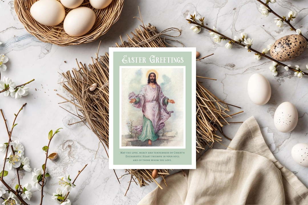 Catholic Easter Greeting Card | Vintage Easter Card | Christian ...