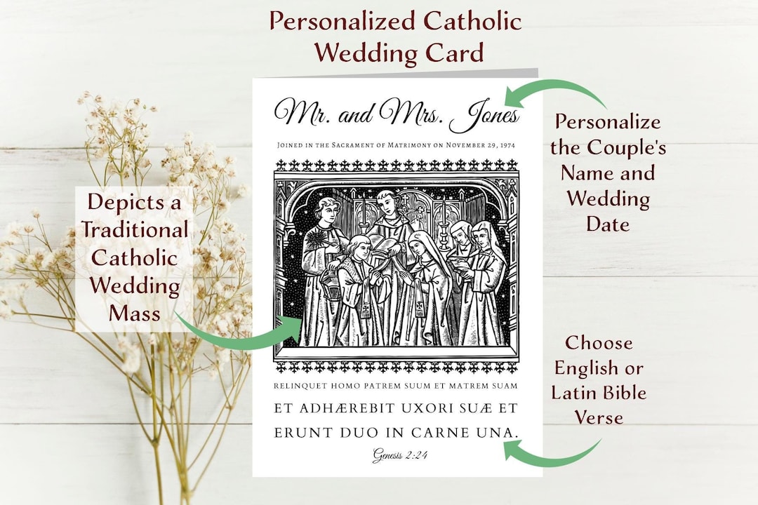Personalized Greeting Card for Catholic Wedding | Vintage Catholic ...