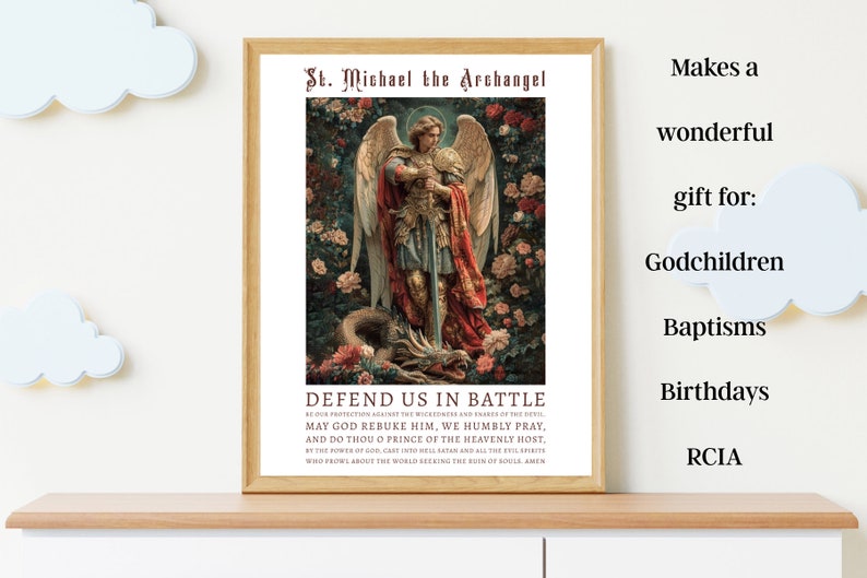 Prayer to Saint Michael the Archangel Print Catholic Art Print St ...