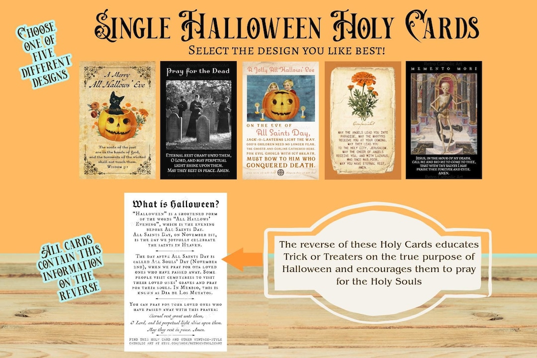 Individual Vintage Holy Cards for Catholic Halloween | Retro Vintage ...