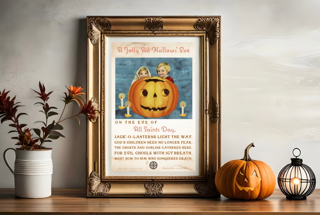 Vintage Catholic Halloween Wall Art Poster for All Hallows Eve - Etsy