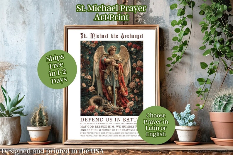 Prayer to Saint Michael the Archangel Print Catholic Art Print St ...