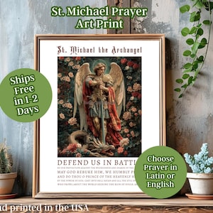 Prayer to Saint Michael the Archangel Print | Vintage Catholic Art ...