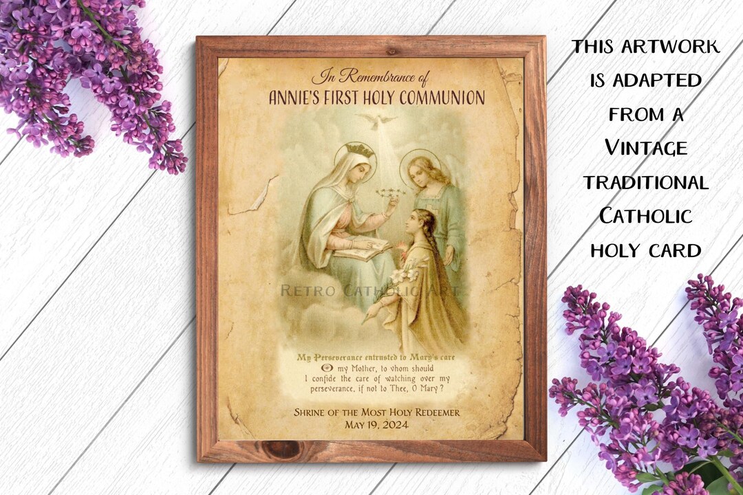 Personalized First Communion Gift | Vintage Catholic Art Print ...