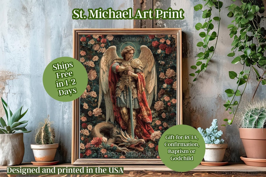 Saint Michael the Archangel Print | Catholic Art Print | St. Michael Catholic Print, for Baptism ...