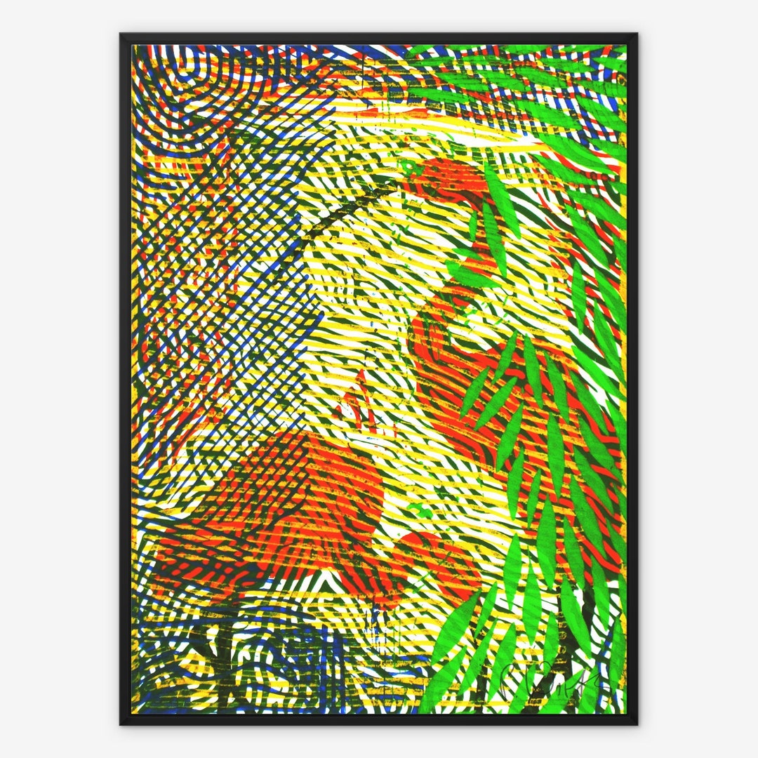 Canvas Digital Print Ibis Peter Wirth, Framed, in the Original Linocut ...